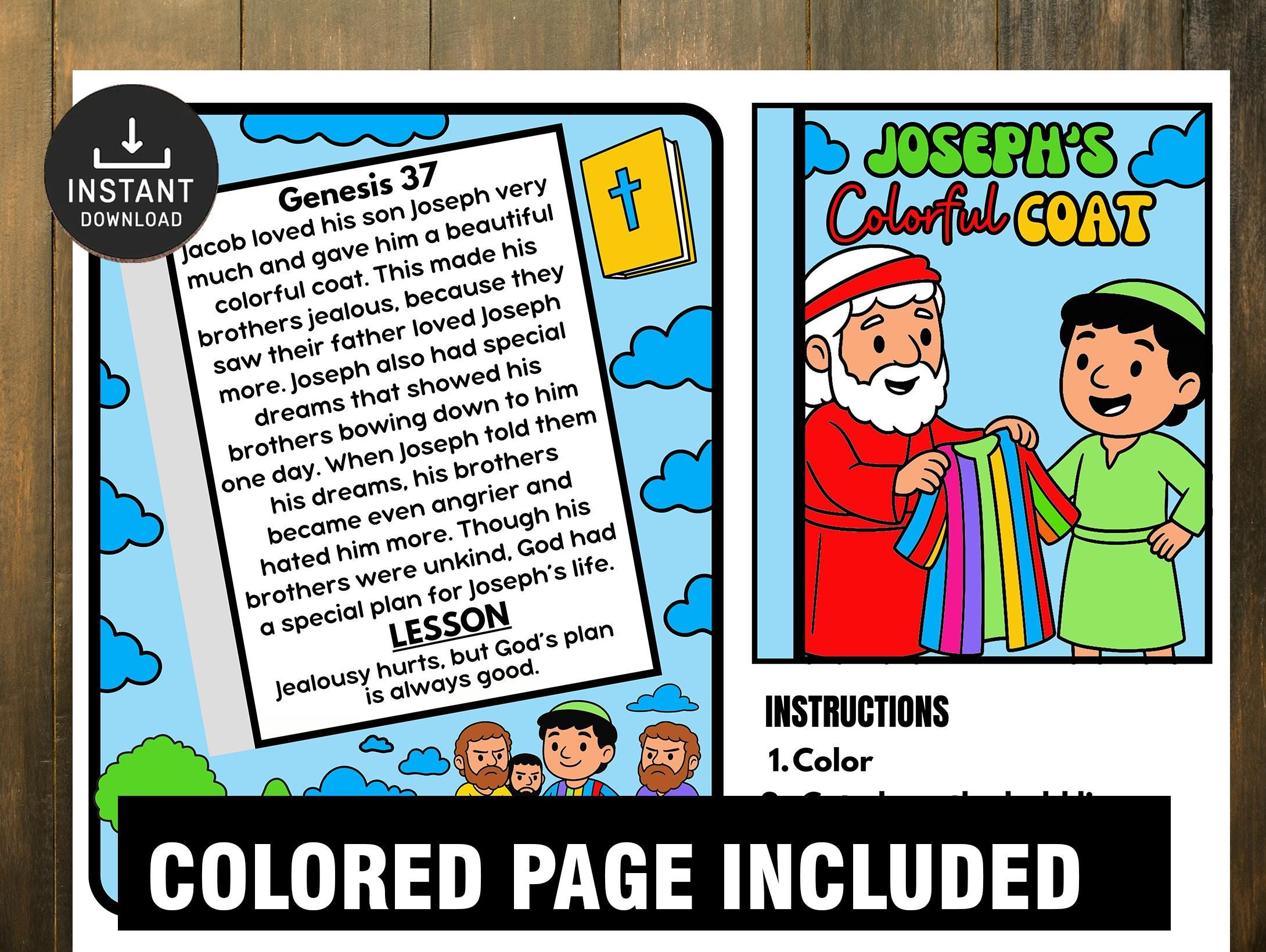 Joseph's Coat of Many Colors Story Book, Bible Lesson, Sunday School ...
