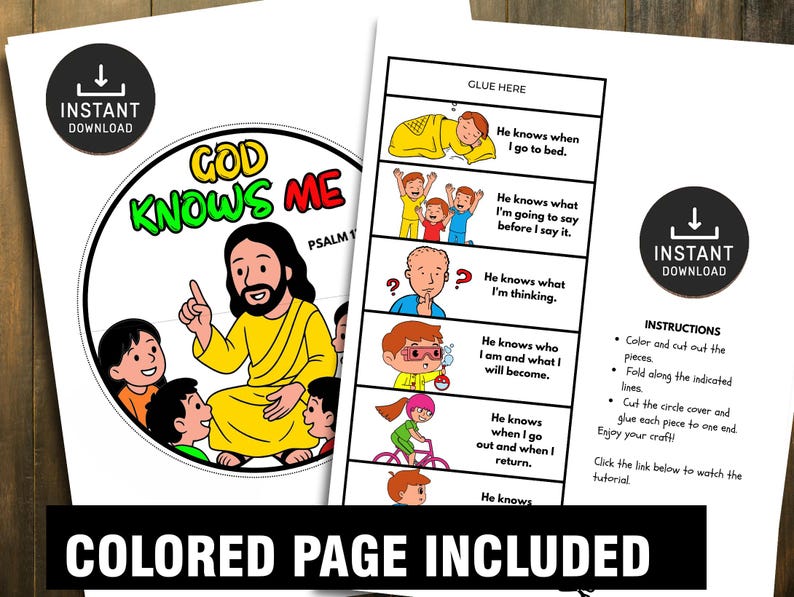 Psalm 139 Bible Story Craft, God Knows Me Activity (digital Download ...