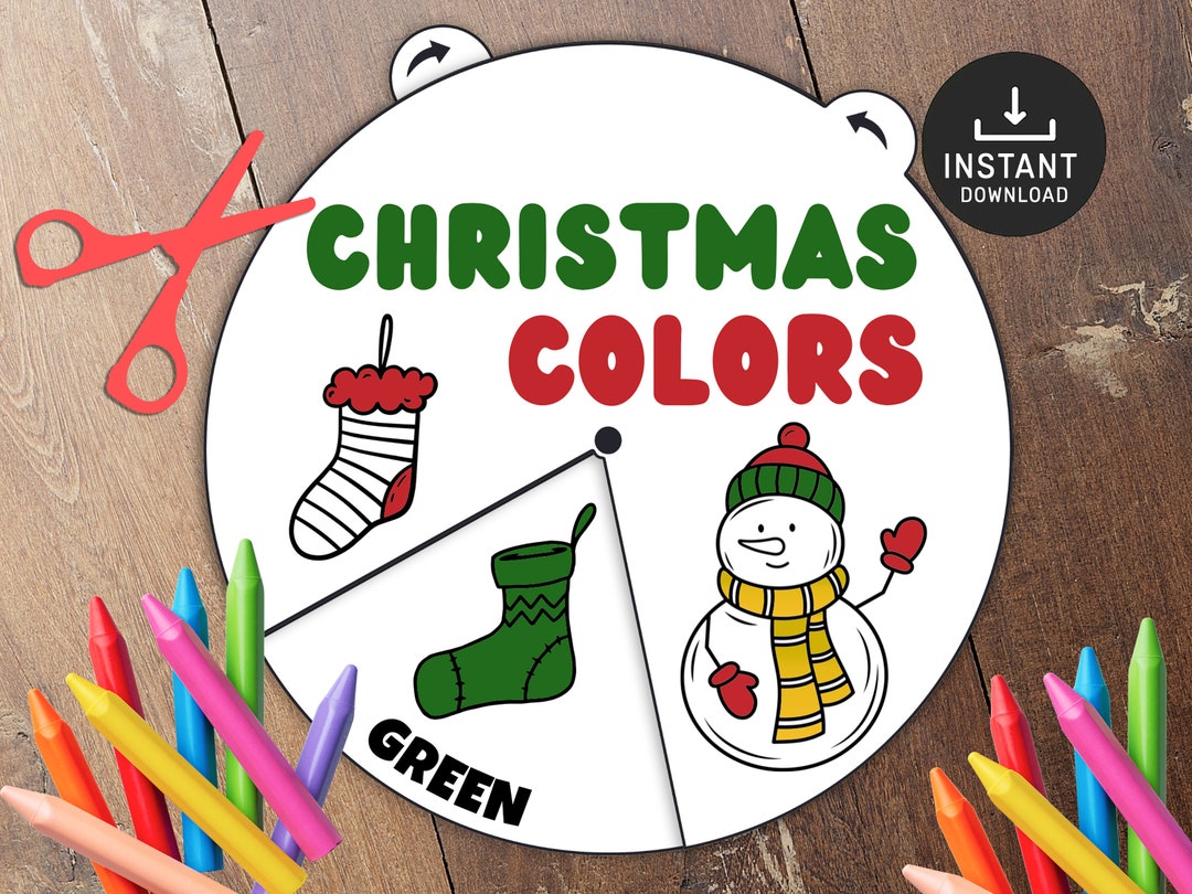 Christmas Colors Coloring Wheel, Printable Bible Activity, Watercolor ...