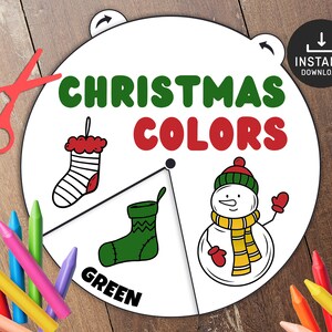 Christmas Colors Coloring Wheel, Printable Bible Activity, Watercolor ...