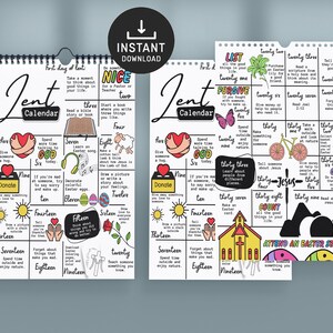 40 Days Lenten Calendar, Lent Printable, Lenten Calendar, Catholic Lent ...