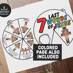 Good Friday Coloring Wheel, Last Words of Jesus, Holy Week, Sunday ...