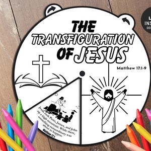 The Transfiguration of Jesus Coloring Wheel, Easter Craft, Bible Lessons, Memory Game, Sunday ...