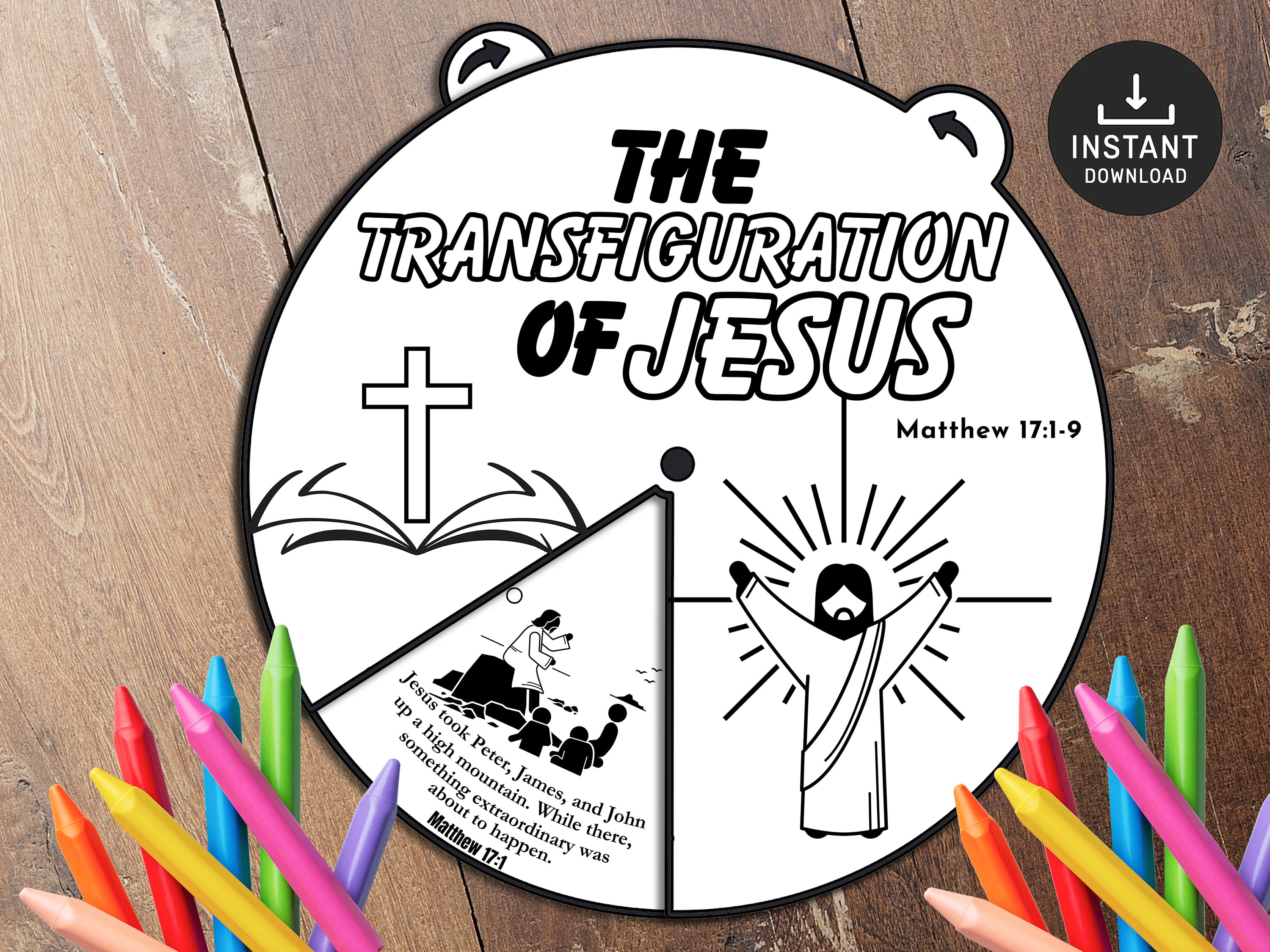 The Transfiguration of Jesus Coloring Wheel, Easter Craft, Bible ...