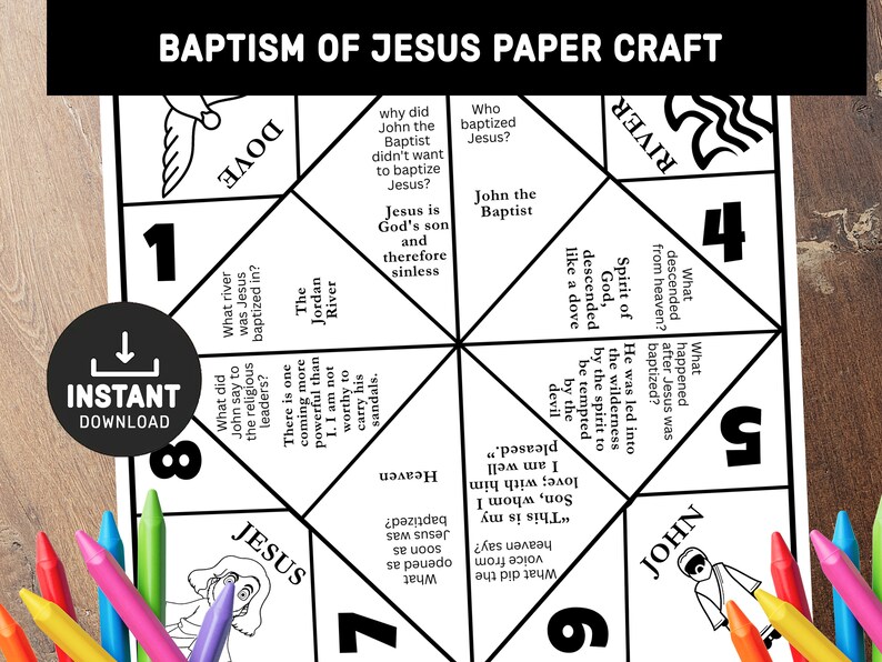 Baptism of Jesus Craft Jesus Baptized Fortune Teller Cootie - Etsy