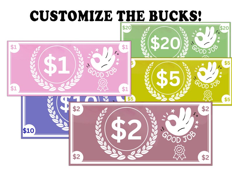 Kids Reward Bucks Printable, Kids Reward Coupons, Chore Bucks ...