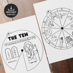 Ten Commandments Coloring Wheel, Bible Activity, Kids Bible Lesson ...