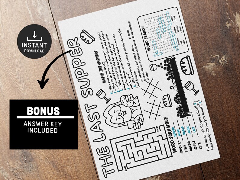 Last Supper Craft, , Bible Activity for Kids, Church Kids Activity ...