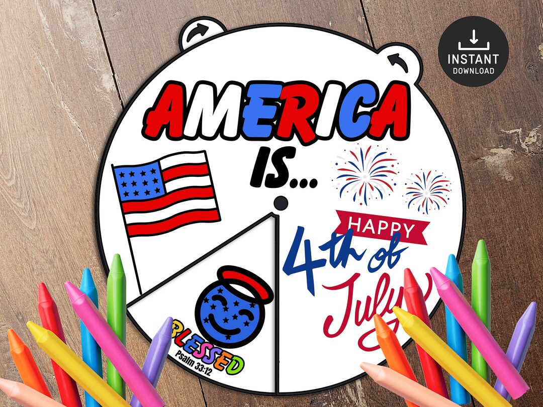 4th July Activity Coloring Wheel, Freedom in Jesus, July 4th Bible ...