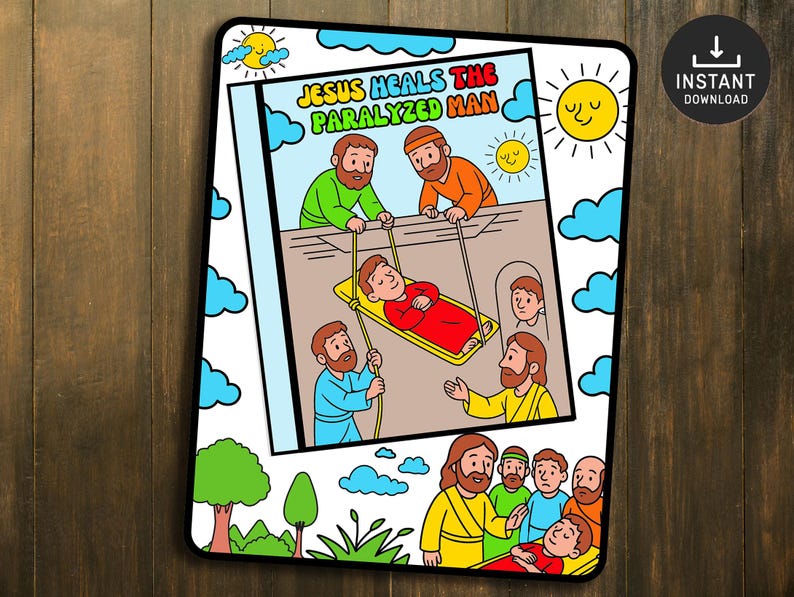 Jesus Heals Paralyzed Man Mini Book, Kids Bible Craft (digital Download ...