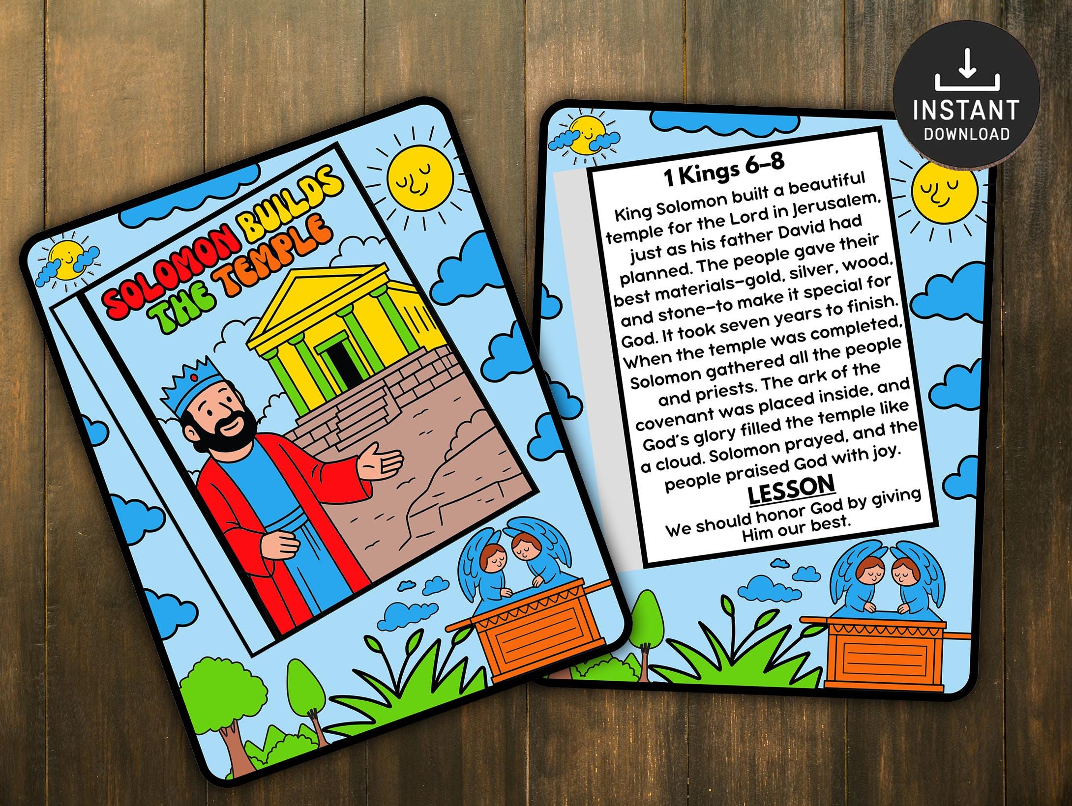 King Solomon Builds the Temple Mini Book, Kids Bible Lesson, Sunday ...