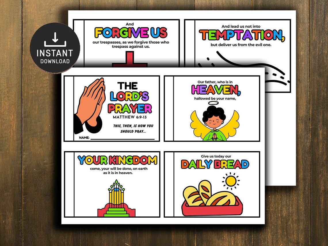 The Lord's Prayer Mini Book, Bible Activity, Kids Bible Lesson, Memory ...