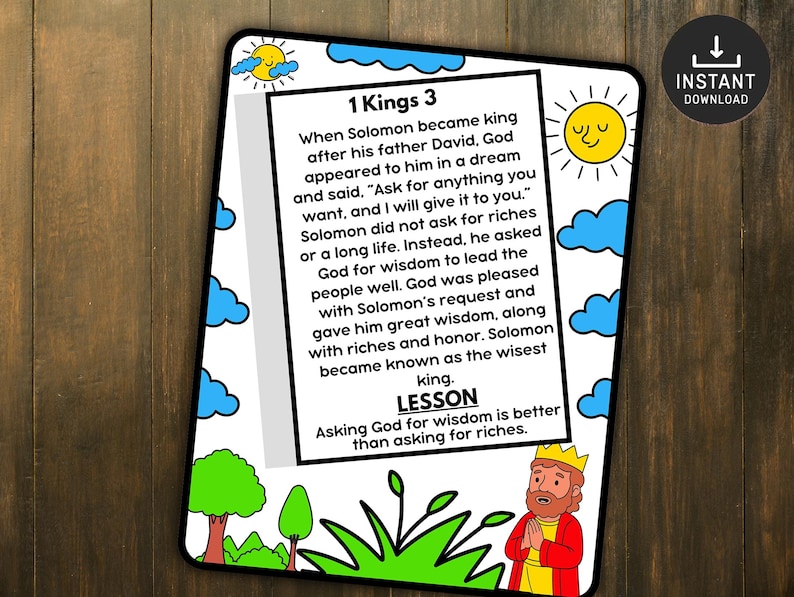 King Solomon Asks for Wisdom, Kids Bible Lesson, Sunday School, Bible ...