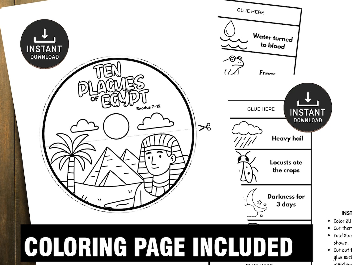 Ten Plagues of Egypt Folding Surprise Bible Story Craft, Bible Lesson ...