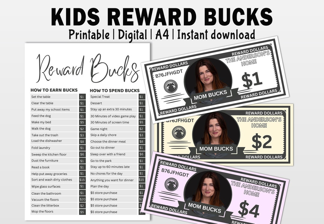 Reward Bucks for Kids DIGITAL | Reward System | Play Money | Chore ...