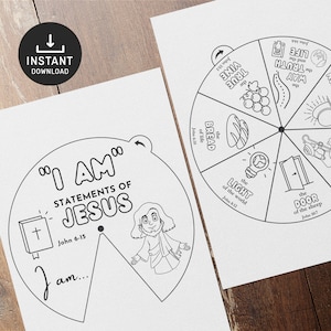 I Am Statements of Jesus Coloring Wheel Printable Bible - Etsy UK