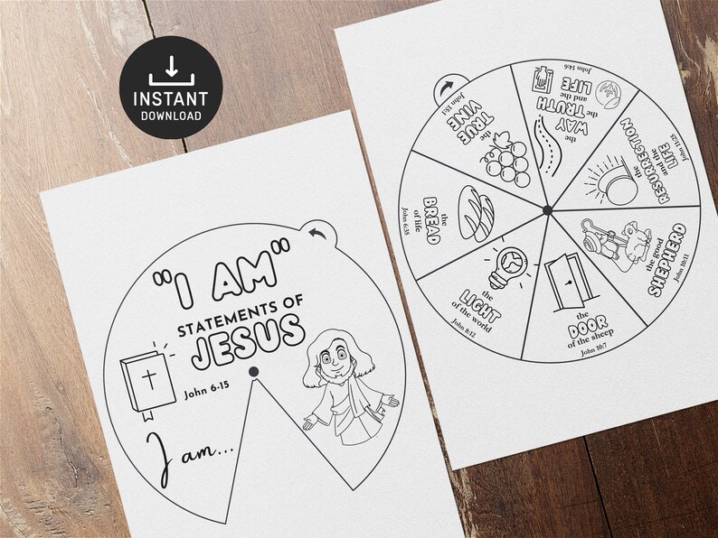 I Am Statements of Jesus Coloring Wheel, Printable Bible Activity ...