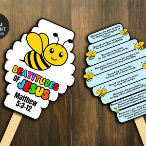 Beatitudes Fan Craft for Kids, Printable Bible Verse Activity, Kids ...