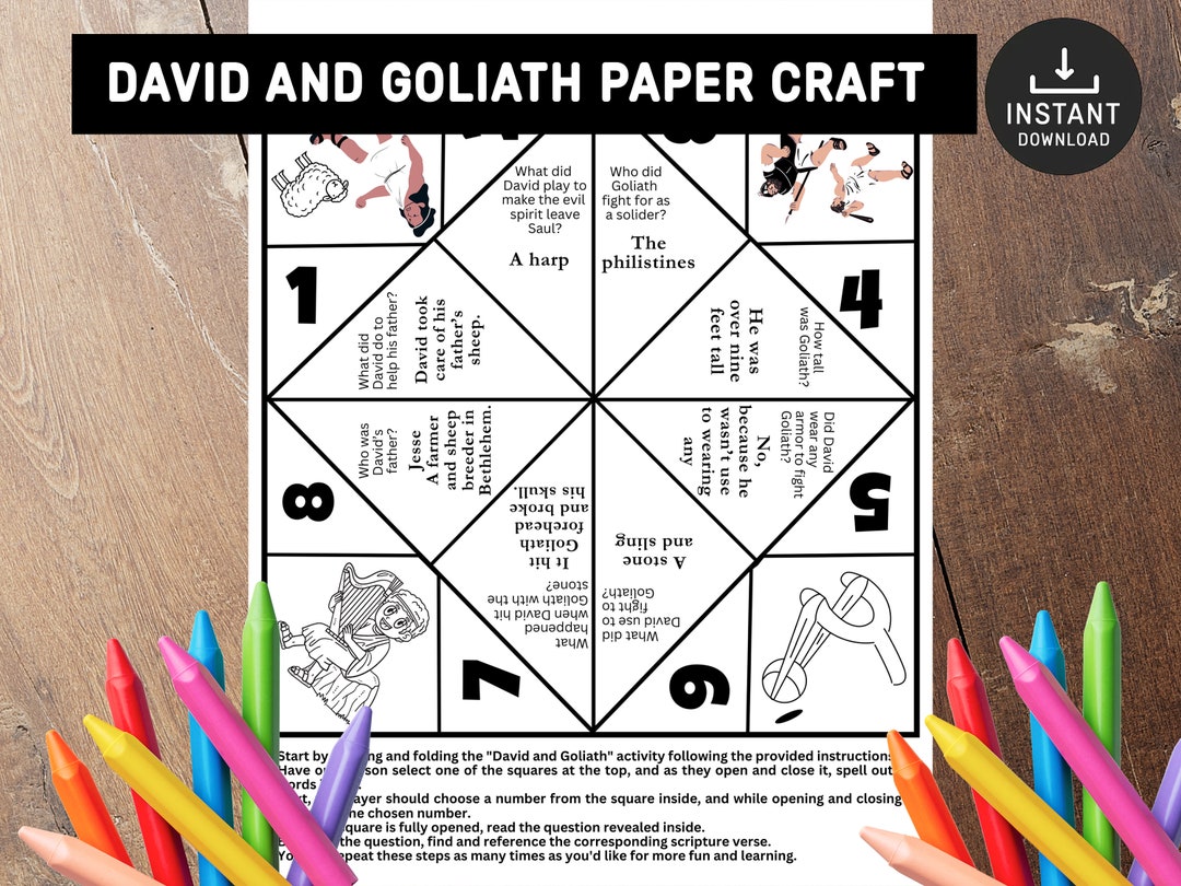 David and Goliath Paper Craft, Bible Story Activity, Sunday School ...