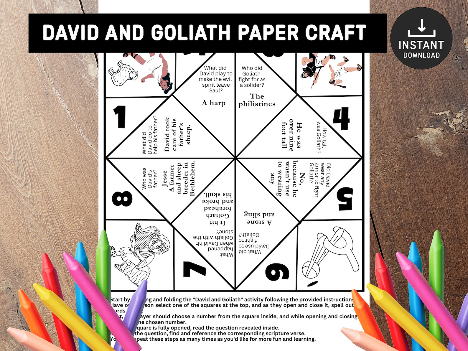 David and Goliath Paper Craft, Bible Story Activity, Sunday School ...