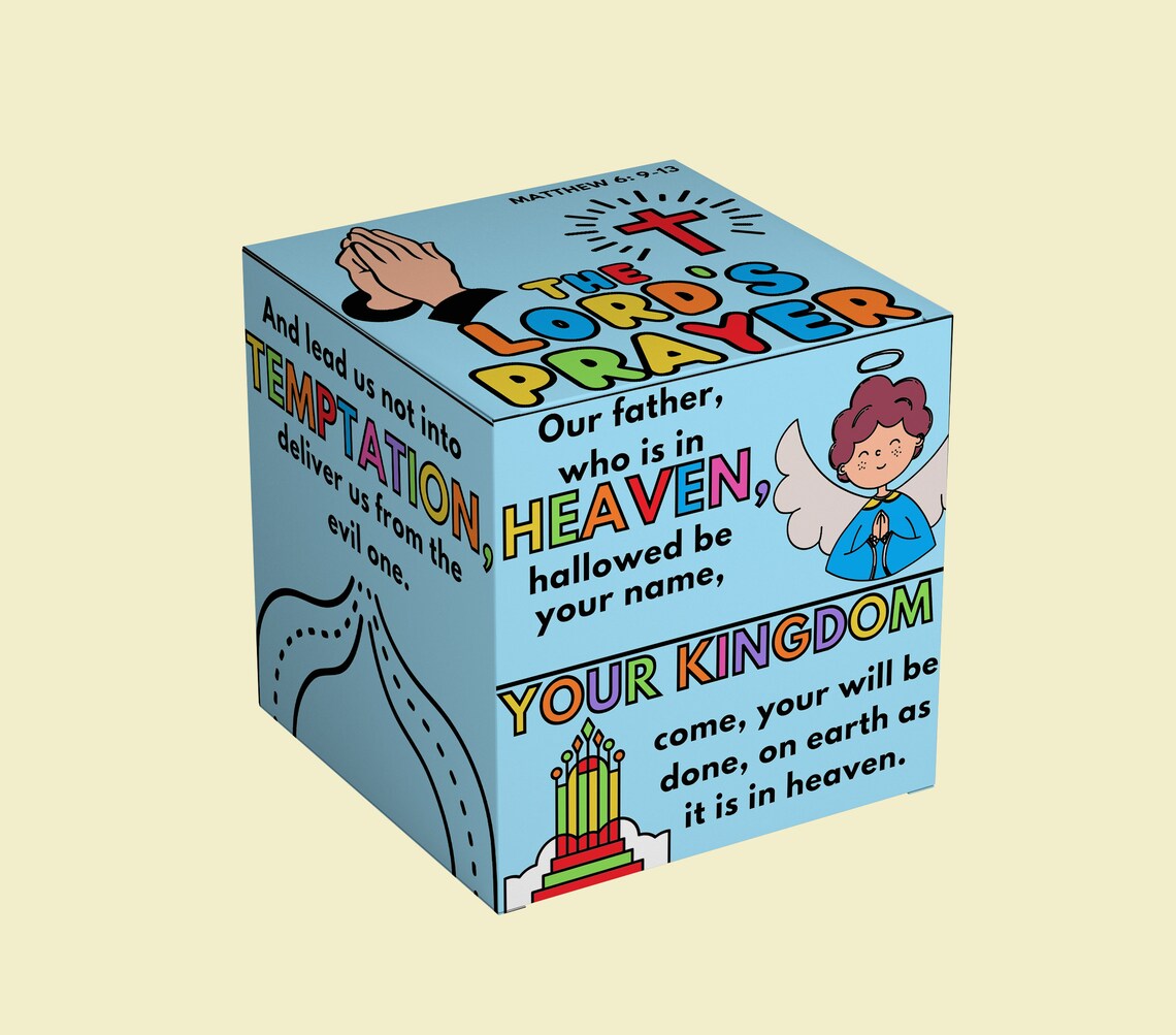 Printable Lords Prayer Cube for Kids, Lord's Bible Verse Sunday School ...