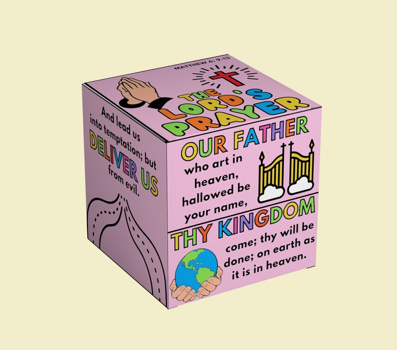 Printable Lords Prayer Cube for Kids Lord's Bible Verse - Etsy