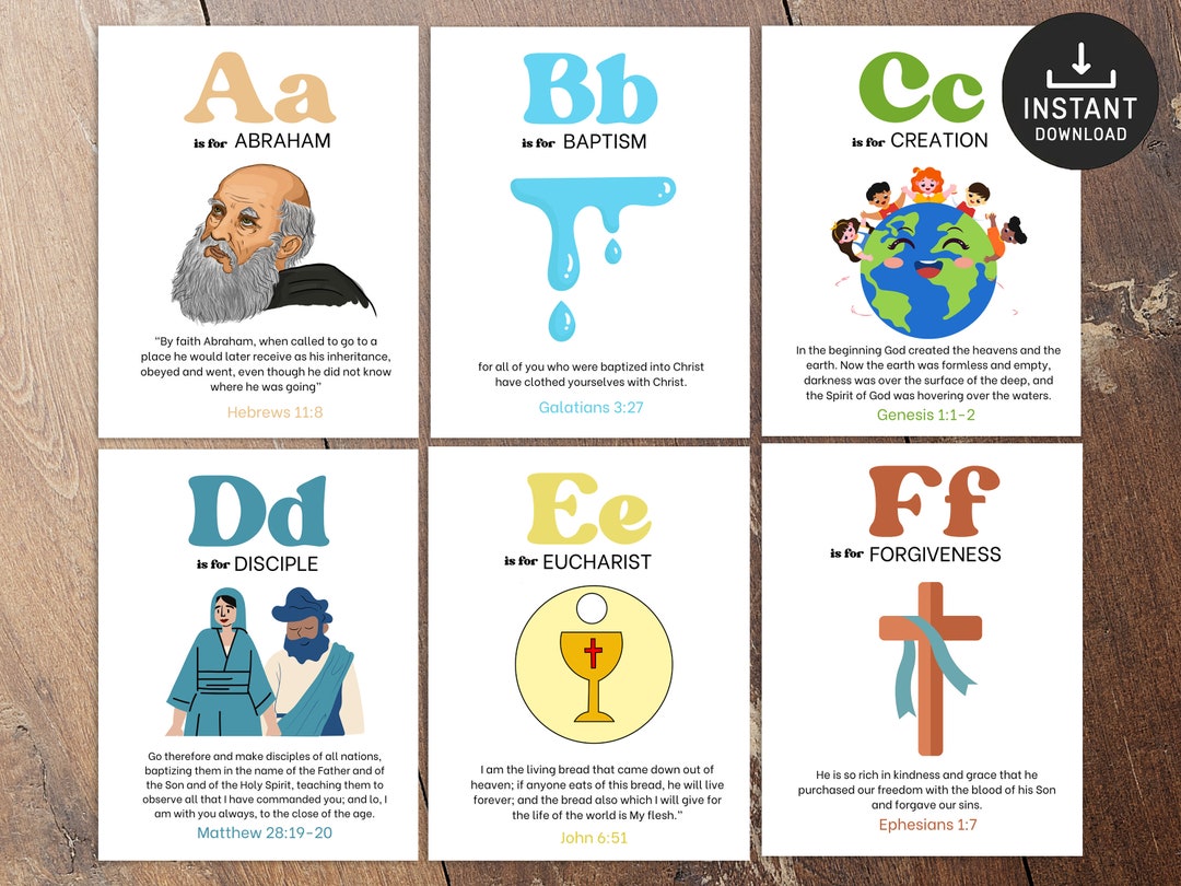 ABC Scripture Cards Flash Cards Memorization Bible Verses Alphabet Card ...