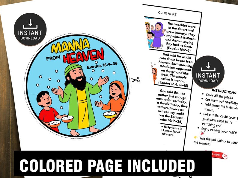 Moses and Manna From Heaven Folding Surprise Bible Story Craft, Bible ...