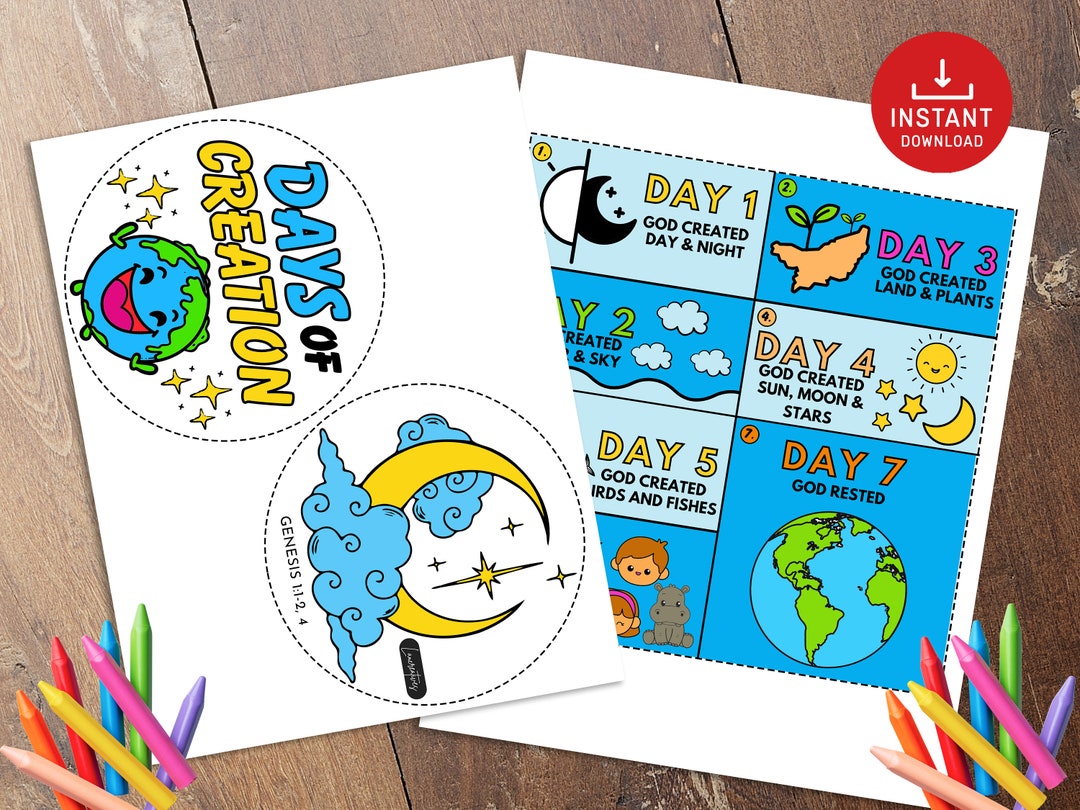 Days of Creation Bible Story Activity, Sunday School Craft, Printable ...