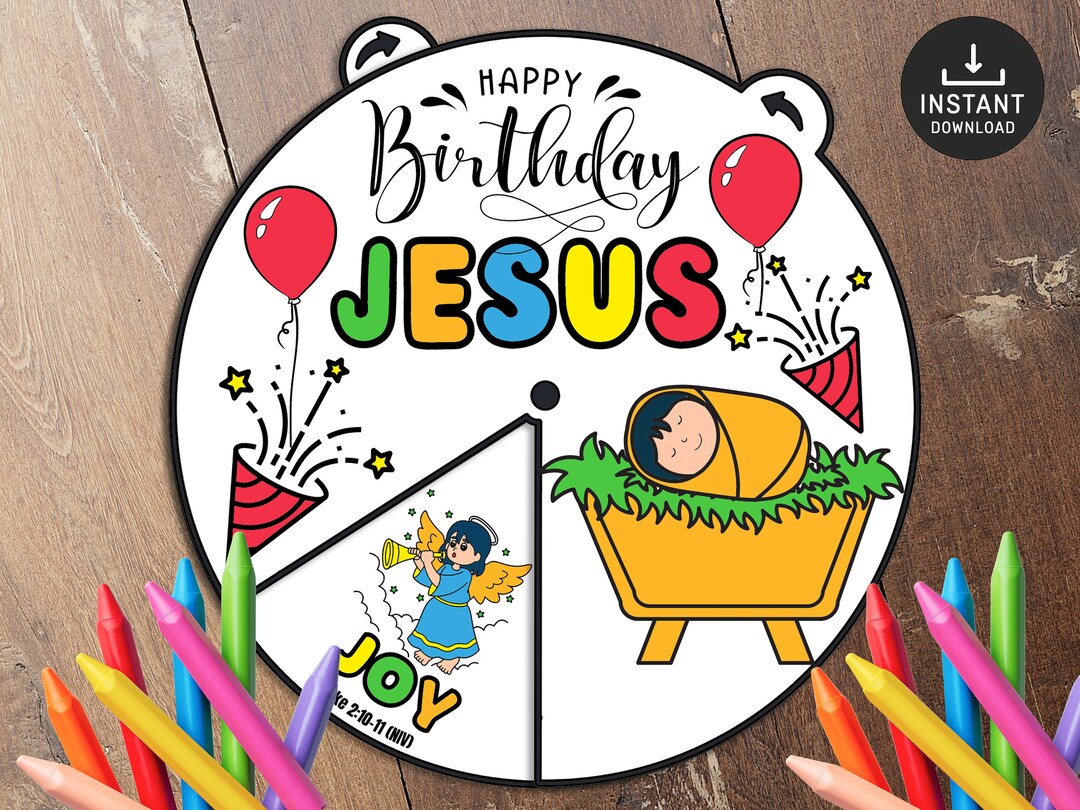 Happy Birthday Jesus Christmas Coloring Wheel, Nativity Sunday School ...