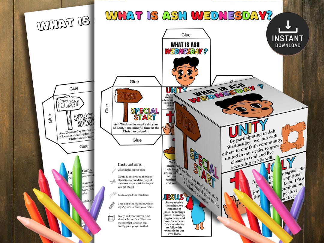 Ash Wednesday Coloring Cube, Lent Activity for Kids, Ash Wednesday ...