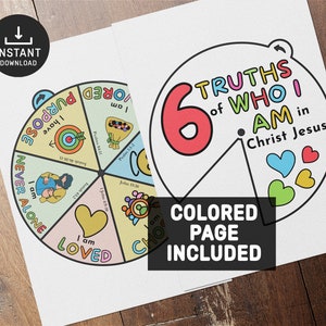 Printable Identity in Christ Coloring Wheel, Printable Bible Activity ...