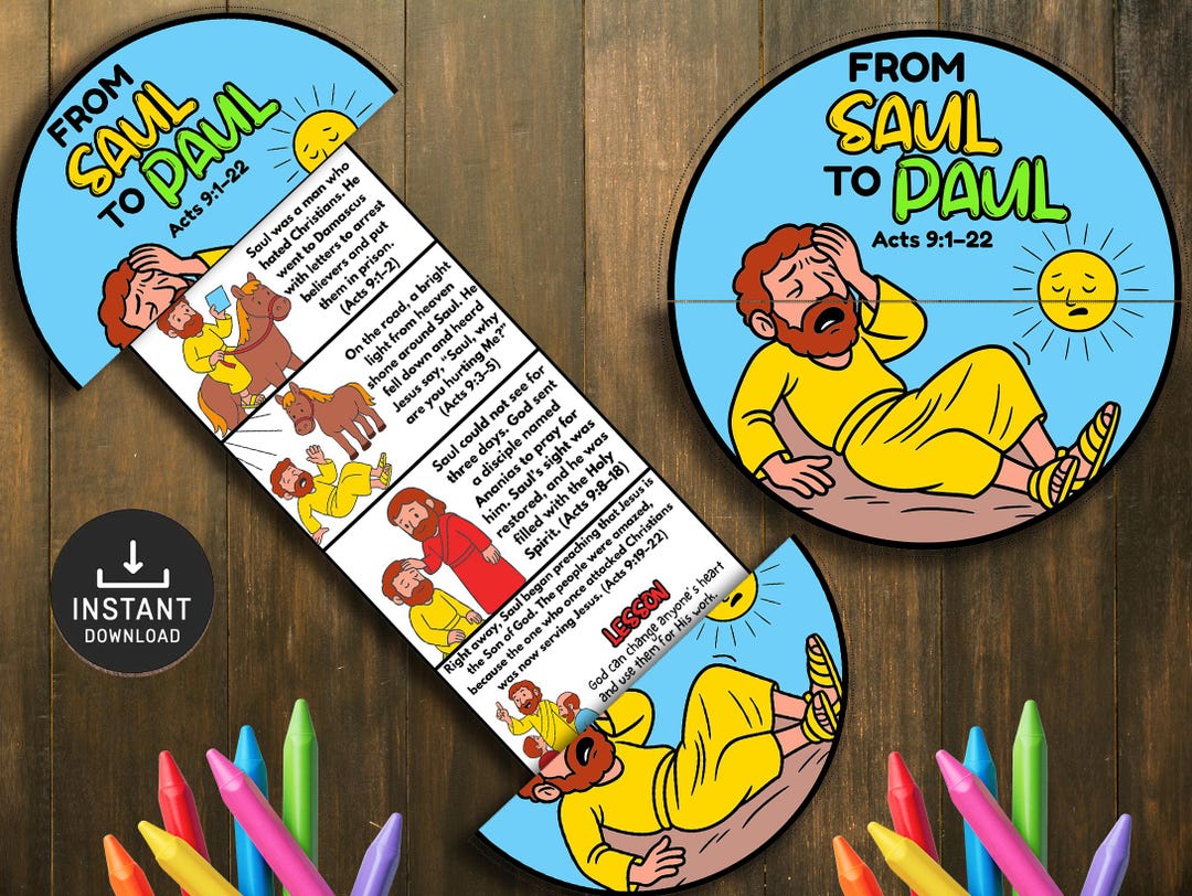 Saul to Paul Folding Surprise Bible Story Craft, Bible Lesson, Sunday ...