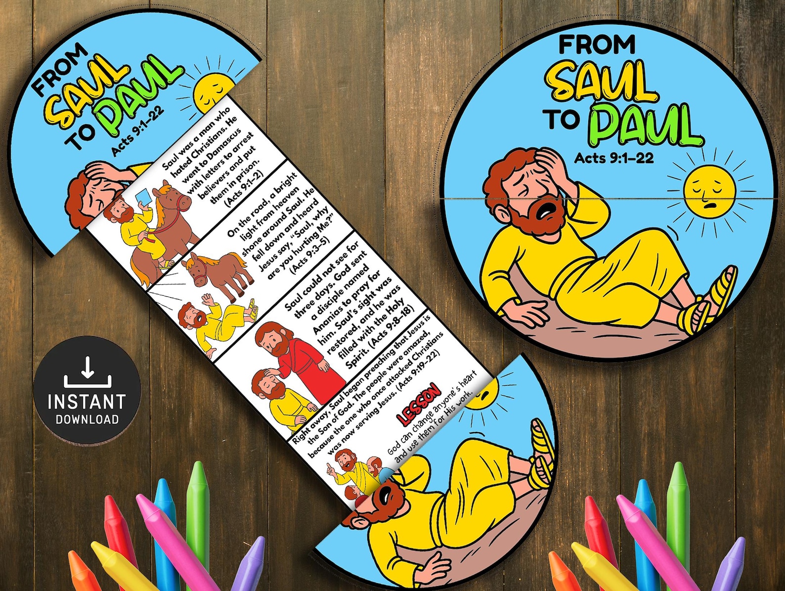 Saul to Paul Folding Surprise Bible Story Craft, Bible Lesson, Sunday ...
