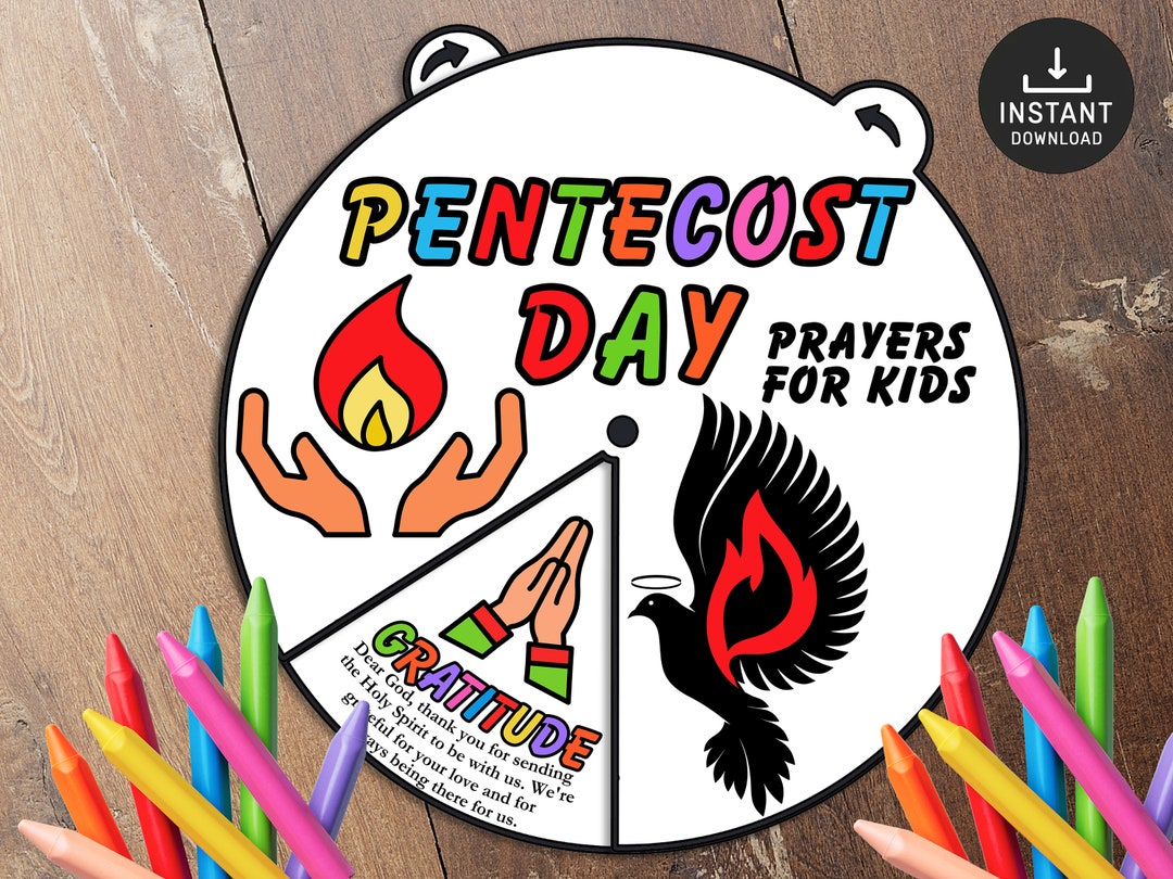 Pentecost Prayers, Coloring Wheel, Acts 2 Bible Lesson, Sunday School ...