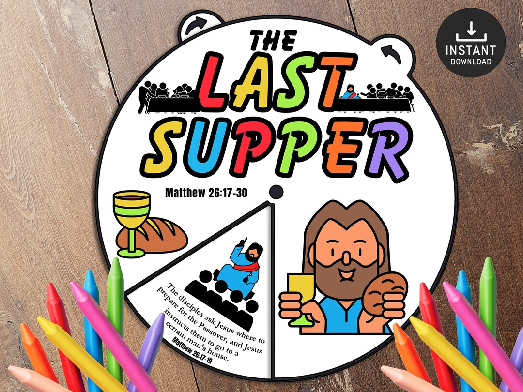 The Last Supper Coloring Wheel Easter Bible Story Lesson Wheel, Holy ...