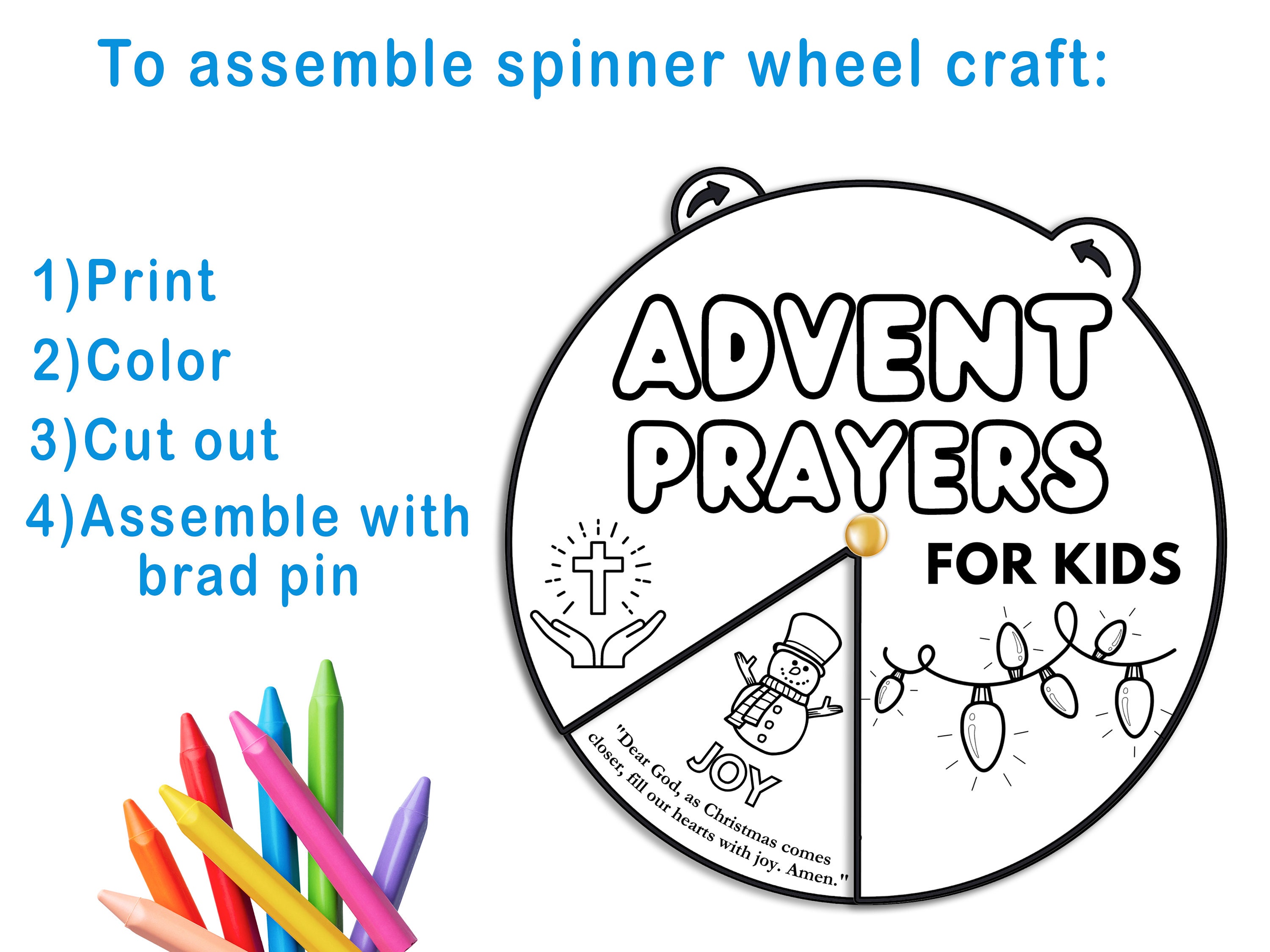 Advent Prayers Coloring Wheel, Bible Activity, Kids Bible Lesson ...