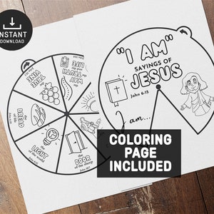 I Am Statements of Jesus Coloring Wheel, Printable Bible Activity ...