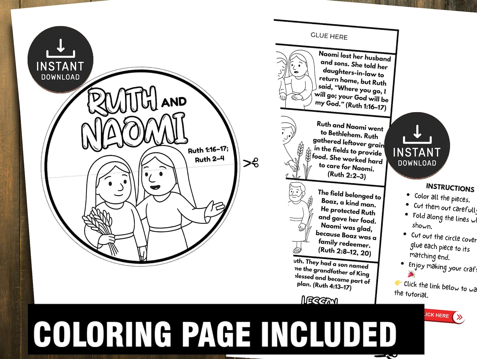 Ruth and Naomi Folding Surprise Bible Story Craft, Kid Bible Lesson ...
