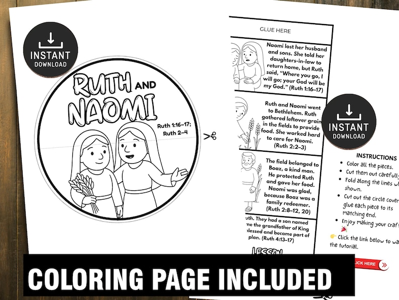 Ruth and Naomi Folding Surprise Bible Story Craft, Kid Bible Lesson ...