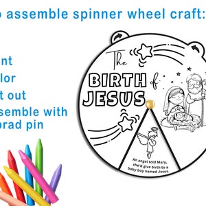 The Birth of Jesus Coloring Wheel, Nativity Christmas Activity, Kids ...