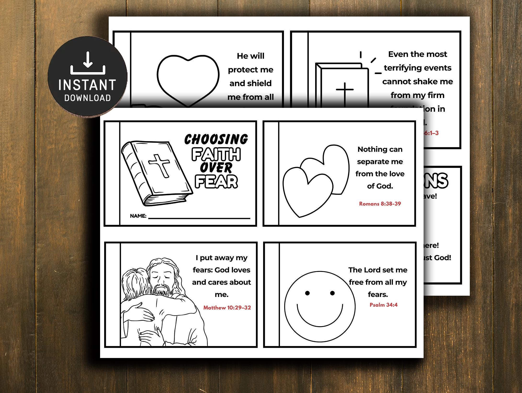 Choosing Faith Over Fear Scripture Mini Book, Bible Story Activity ...