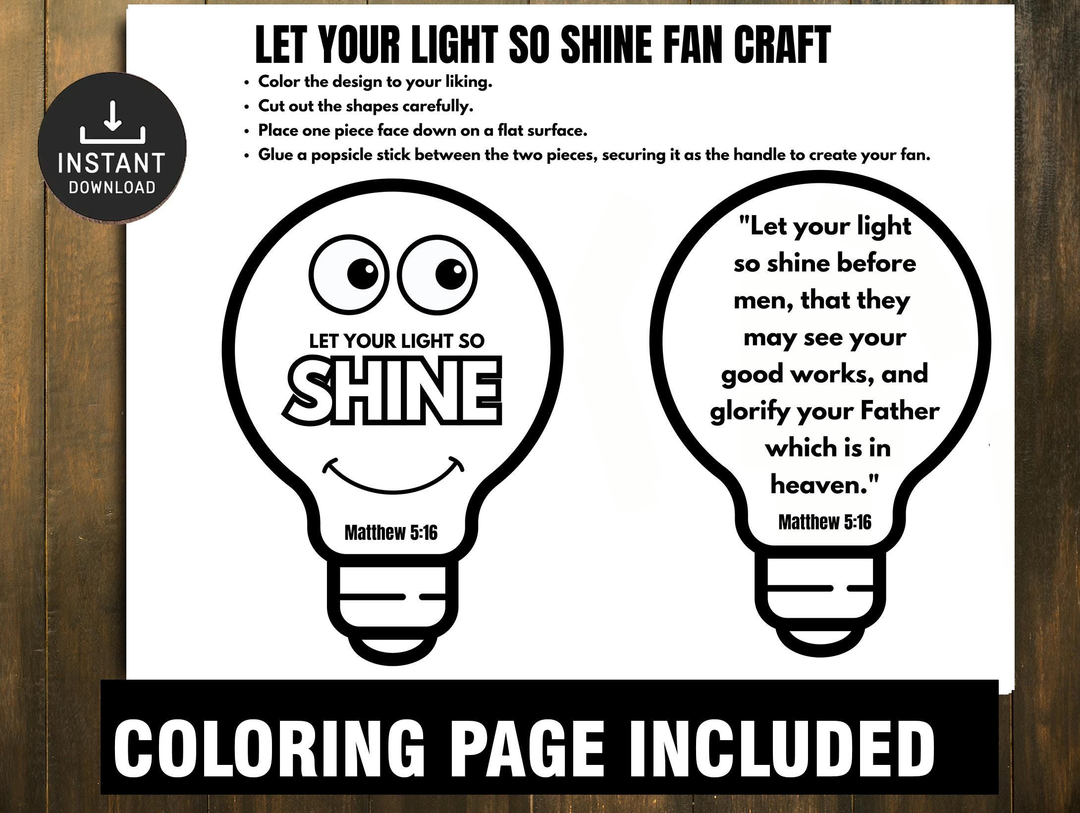 Let Your Light Shine Craft, Sunday School, Great Commission, Jesus ...