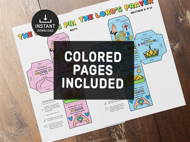 Printable Lords Prayer Cube for Kids Lord's Bible Verse - Etsy