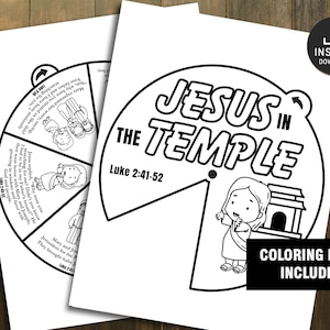 Jesus in the Temple Coloring Wheel, Luke 2, Bible Story, Kids Bible ...