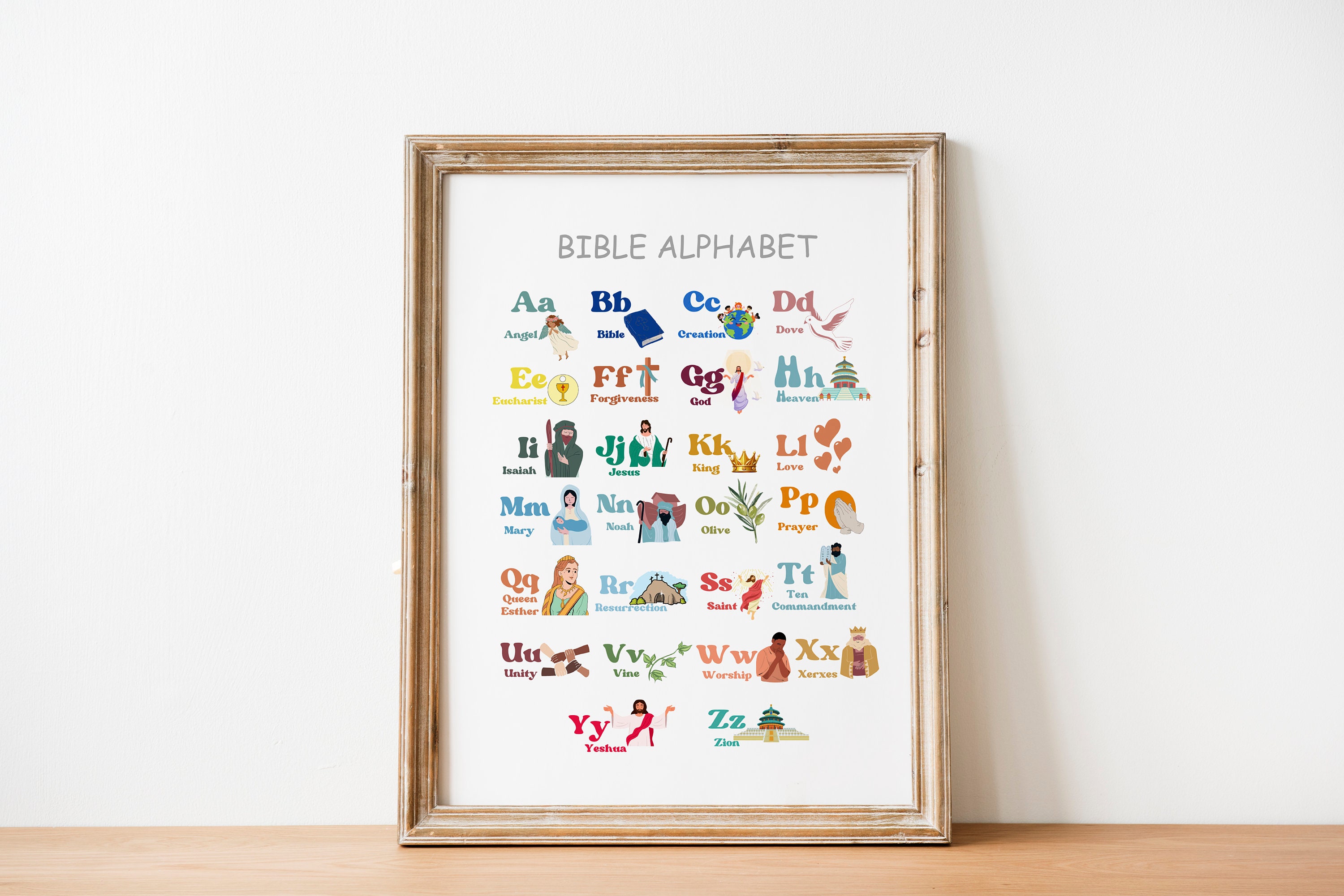 Kids Bible Alphabet, Wall Art, Scripture Posters, Church, Sunday School ...