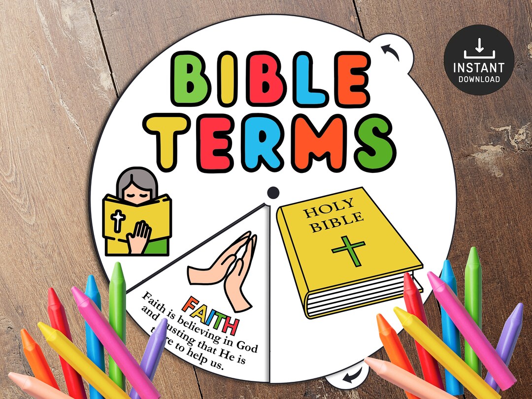 Bible Terms Coloring Wheel, Bible Activity, Memory Game, Kids Bible ...