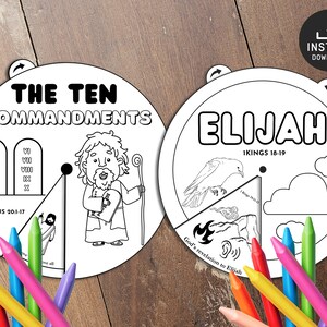 Coloring Wheel, Printable Bible Activity, Watercolor, Kids Bible Lesson ...