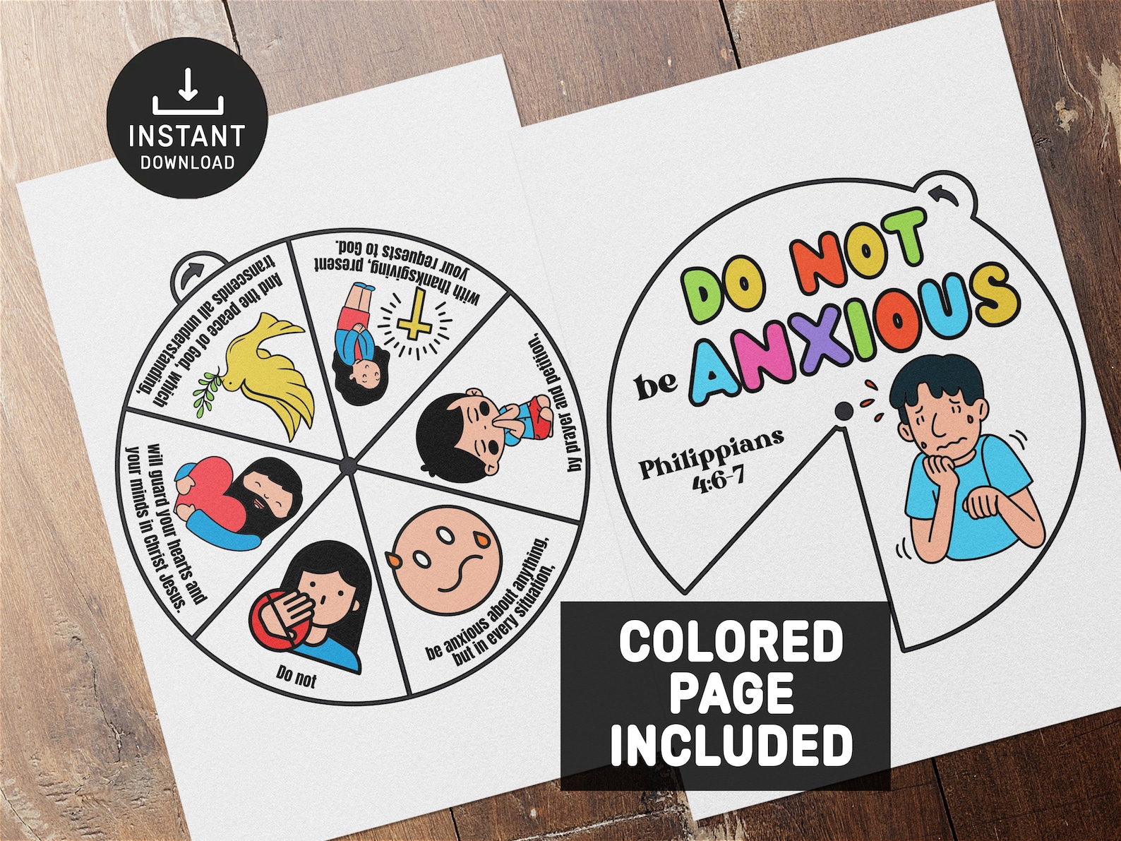 Philippians 4 Coloring Wheel, Do Not Be Anxious, Memory Game, Sunday ...