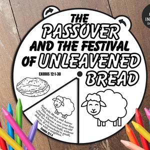 Passover Coloring Wheel, Passover Craft, Passover Activity, Bible ...